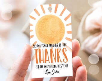 Editable Teacher Appreciation Gift Tags Sunshine Thank You Tag Schools ...