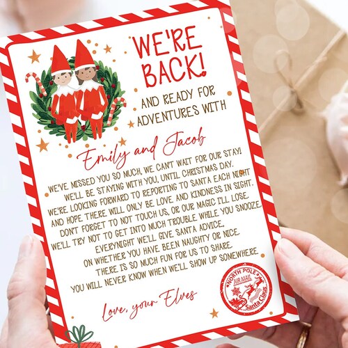 Personalized Elf Letter Welcome Back Letter From Two Elves - Etsy