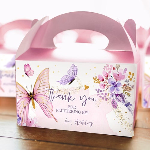Editable Butterfly Gable Gift Box Label Butterfly Birthday - Etsy