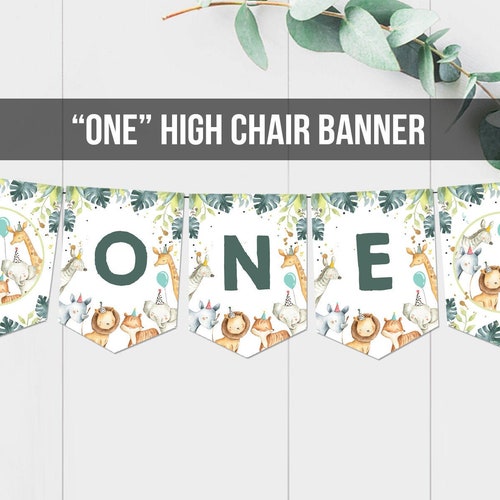 Greenery Safari Animals Printable Banner. Botanical Jungle - Etsy