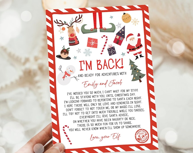 Elf on the Shelf “i’m Back” Letter Printable - Etsy