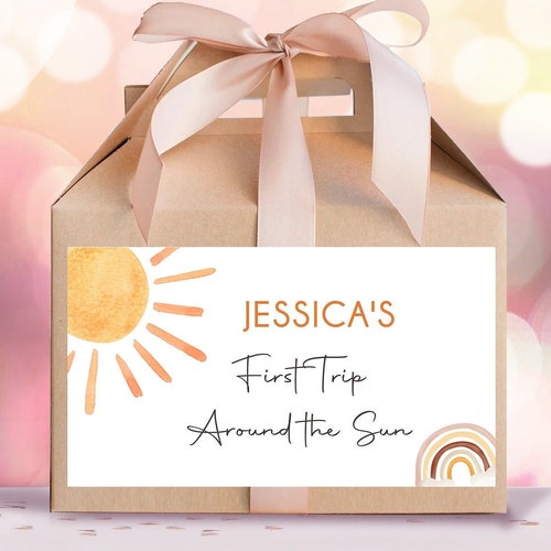 Editable Sun Birthday Party Gable Box Favor Label Boho Sun - Etsy