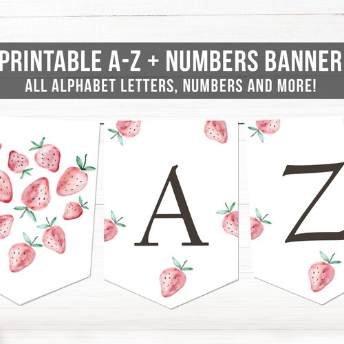 Strawberry Alphabet Banner Letters A to Z Numbers Strawberry - Etsy