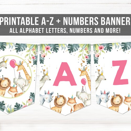 Safari Animals Birthday Banner A-Z Alphabet Numbers Banner - Etsy