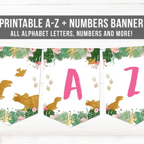 Dinosaur Birthday Banner A-Z Alphabet Numbers Banner First - Etsy