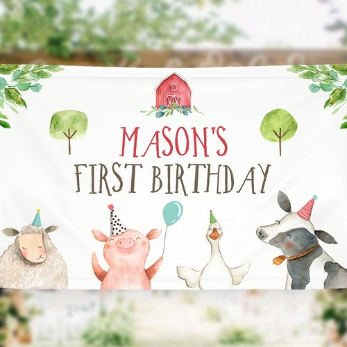 Editable Farm Backdrop Banner Boy Farm Birthday Boy Farm - Etsy