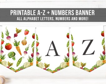 Farmers Market A-Z Banner Alphabet Numbers Banner Baby Shower Birthday ...