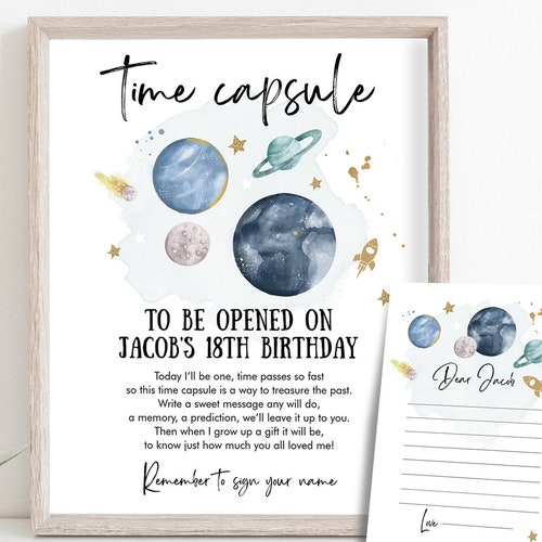 Editable Outer Space Time Capsule First Birthday Party - Etsy