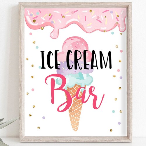 Ice Cream Bar Sign Ice Cream Social Birthday Ice Cream Party - Etsy