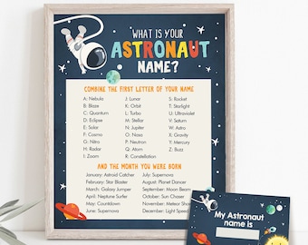 Editable What is Your Astronaut Name Game Outer Space Birthday - Etsy