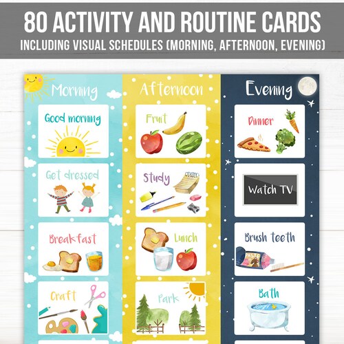 Visual Schedule Kids Daily Routine Chart 85 Cards Chores - Etsy