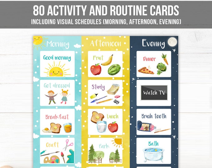 Visual Schedule Kids Daily Routine Chart 80 Cards Chores - Etsy