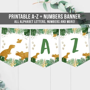 Dinosaur Birthday Banner A-Z Alphabet Numbers Banner First Happy ...