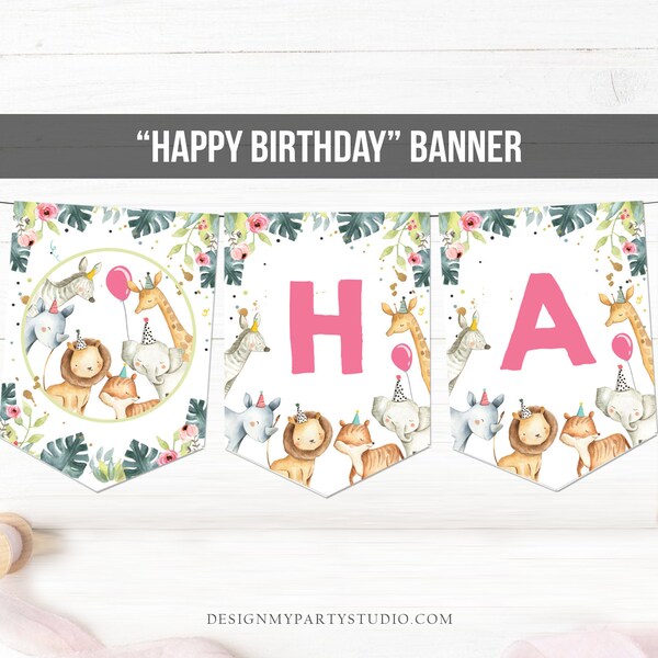 Happy Birthday Jungle Banner - Etsy