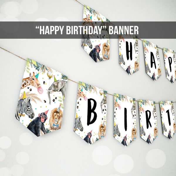 Happy Birthday Jungle Banner - Etsy