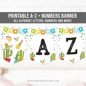 Fiesta Taco A-Z Banner Alphabet Numbers Banner Birthday Baby Shower ...