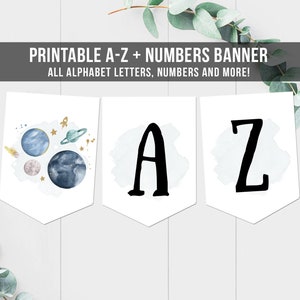 Space Alphabet Banner Letters A to Z Numbers Space Birthday Banner Boy ...