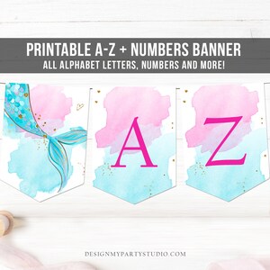 Mermaid Alphabet Banner Letters A to Z Numbers Mermaid Birthday Banner ...
