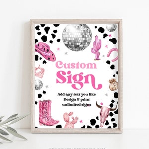 Editable Custom Sign Space Cowgirl Party Sign Disco Cowgirl Birthday ...