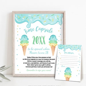 Editable Ice Cream Time Capsule First Birthday Party Ice Cream Birthday ...