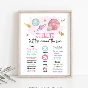 Editable Outer Space Birthday Milestone Sign First Trip Around the Sun ...