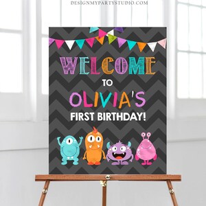Editable Welcome Sign Monster Birthday Party Girl Monster Bash - Etsy
