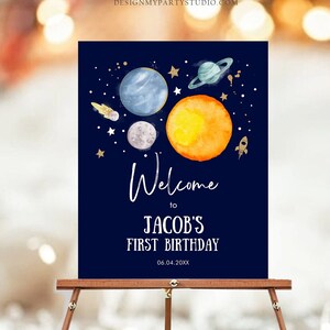 Editable Outer Space Birthday Welcome Sign 1st Birthday Boy Galaxy ...