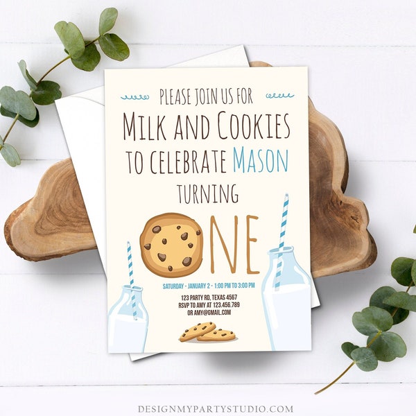Milk and Cookies First Birthday Invitation - Etsy