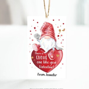 Editable Gnome Valentine Tag Valentine Cards for Kids School Valentine ...