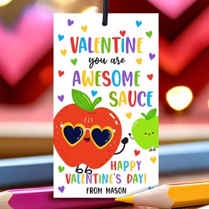 Editable You're Awesome Sauce Valentines Day Gift Tag Applesauce Fruit ...