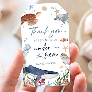 Editable Under the Sea Favor Tag Nautical Birthday Sea Life Ocean ...