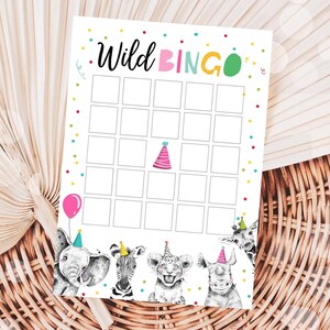 Editable Wild Bingo Birthday Game Party Animals Safari Animals Safari ...