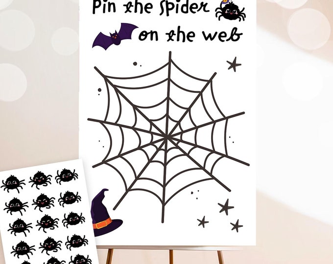 Pin the Spider on the Web Party Game | Colorful Printable | Instant ...