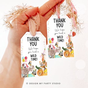 Editable Party Animals Favor Tags Wild One Animals Thank You Tags ...