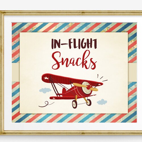 In-flight Snacks Airplane Birthday Party Sign Aircraft - Etsy