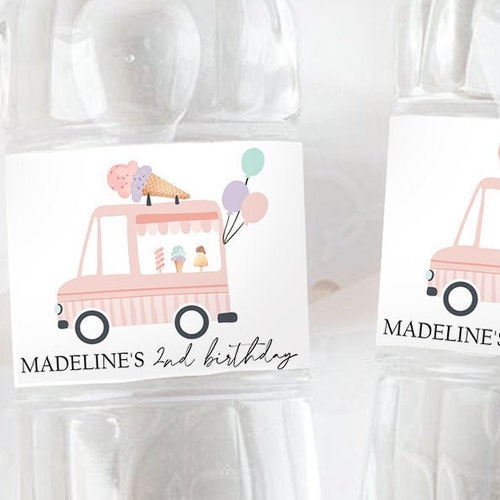 Editable Ice Cream Truck Water Bottle Labels Ice Cream - Etsy