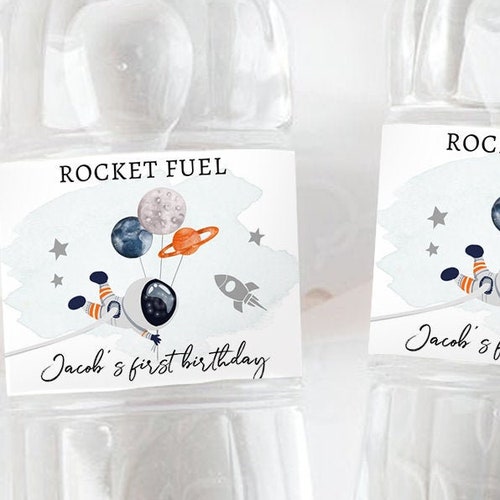 Editable Outer Space Water Bottle Labels Astronaut Party Decor - Etsy