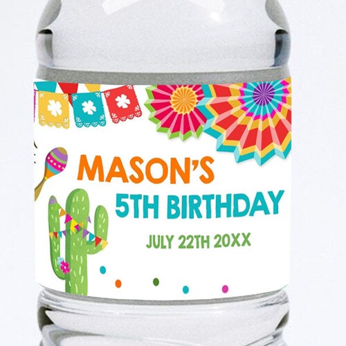 Editable Water Bottle Labels Fiesta Drive by Birthday Decor | Etsy