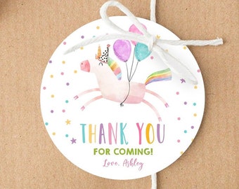 Editable Unicorn Favor Tags Unicorn Birthday Party Thank You Gift Tags ...