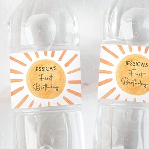 Editable Sunshine Water Bottle Labels First Trip Around the Sun ...