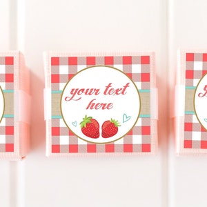 Editable Strawberry Labels Strawberry Birthday Favor Tags Gingham Jam ...