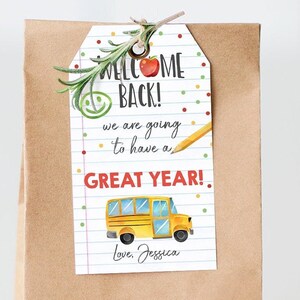 Editable Welcome Back to School Tag Happy First Day of School Gift Tag ...