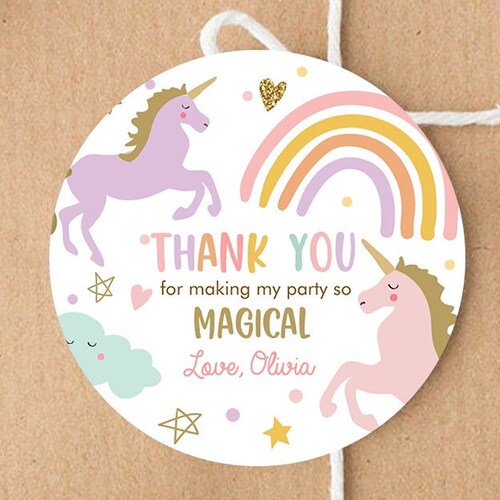 EDITABLE Unicorn Favor Tags Thank You Tags Gift Tags - Etsy
