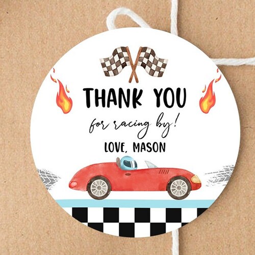 Editable Racing Favor Tags Race Car Birthday Thank You Label - Etsy