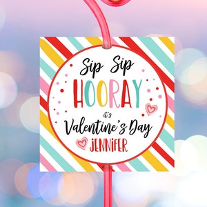 Editable Crazy Straw Tag Valentine Tags Valentine Cards for Kids School ...