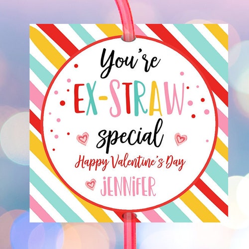 Crazy Straw Valentine Printable Valentine Non Candy | Etsy