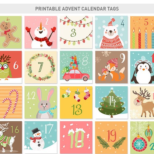 Christmas Advent Calendar Tags Christmas Countdown Calendar - Etsy