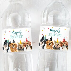 Editable Dog Water Bottle Labels Dog Birthday Puppy Party Doggy Pet Vet ...