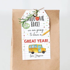 Editable Welcome Back to School Tag Happy First Day of School Gift Tag ...
