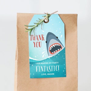 Editable Shark Birthday Favor Tags Shark Favors Thank You Tags ...